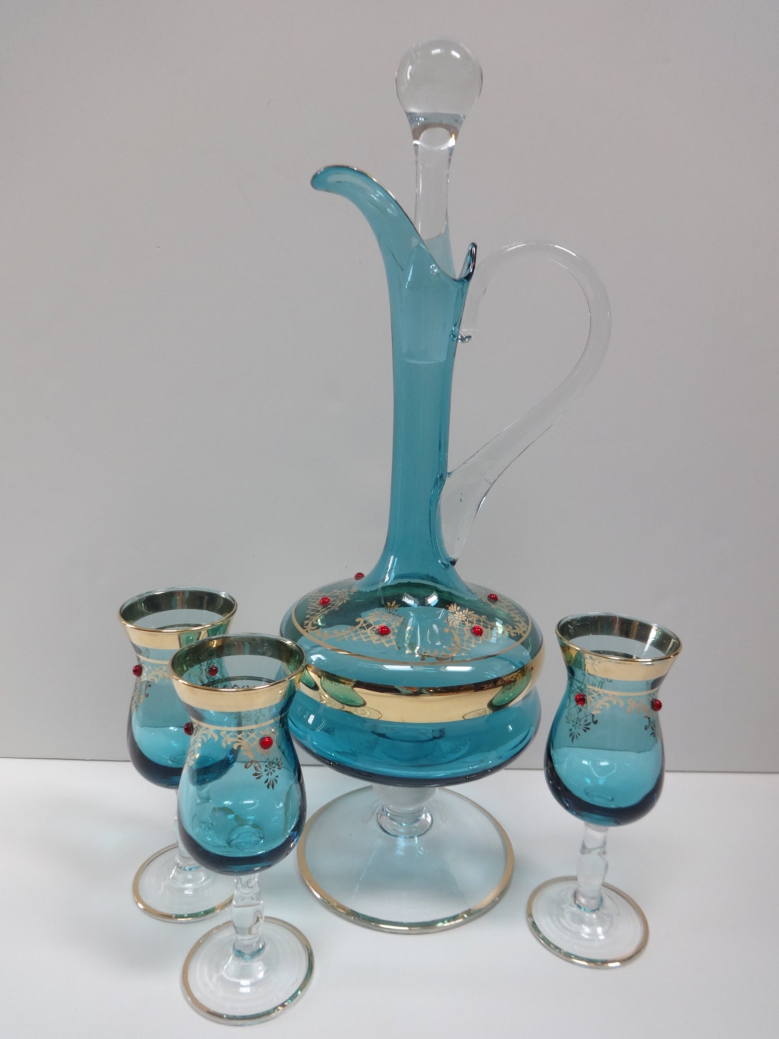 Blue Glass Decanter Set Blue Glass Wine Decanter Set Blue