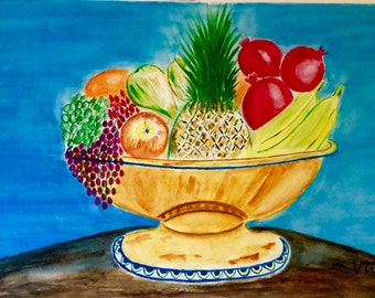 Fruit bowl painting | Etsy