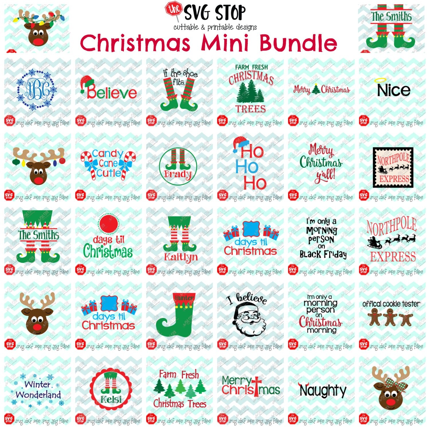Christmas Mini Bundle Svg Dxf Jpg Png Eps files for Cricut