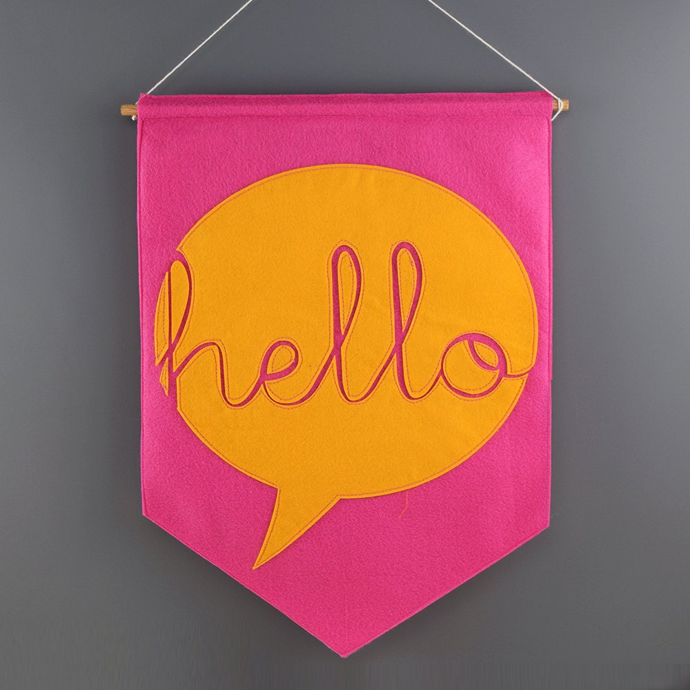 Hello Banner felt banner felt flag pennant flag Bright