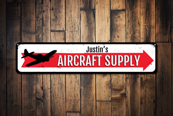 Aircraft Supply Sign Personalized Directional Arrow Sign