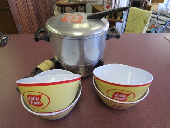 Vintage Jolly Time Mirro-Matic Popcorn Popper With 4 Jolly