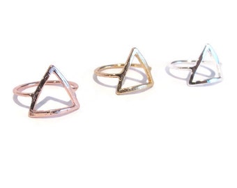 Items similar to Geometric Triangle Rings Set, Adjustable SW119 on Etsy