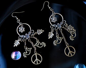 Peace earrings | Etsy