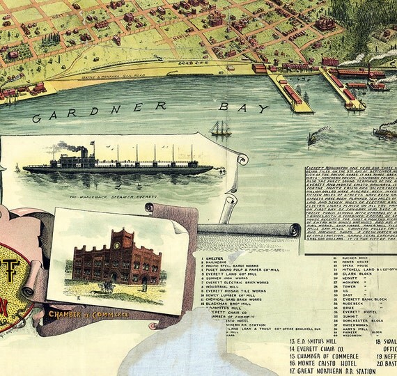 Map of Everett Snohomish Co. Washington 1893 by RetroPrintmaker