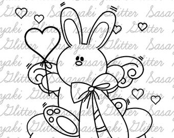 Bunny digital stamp | Etsy