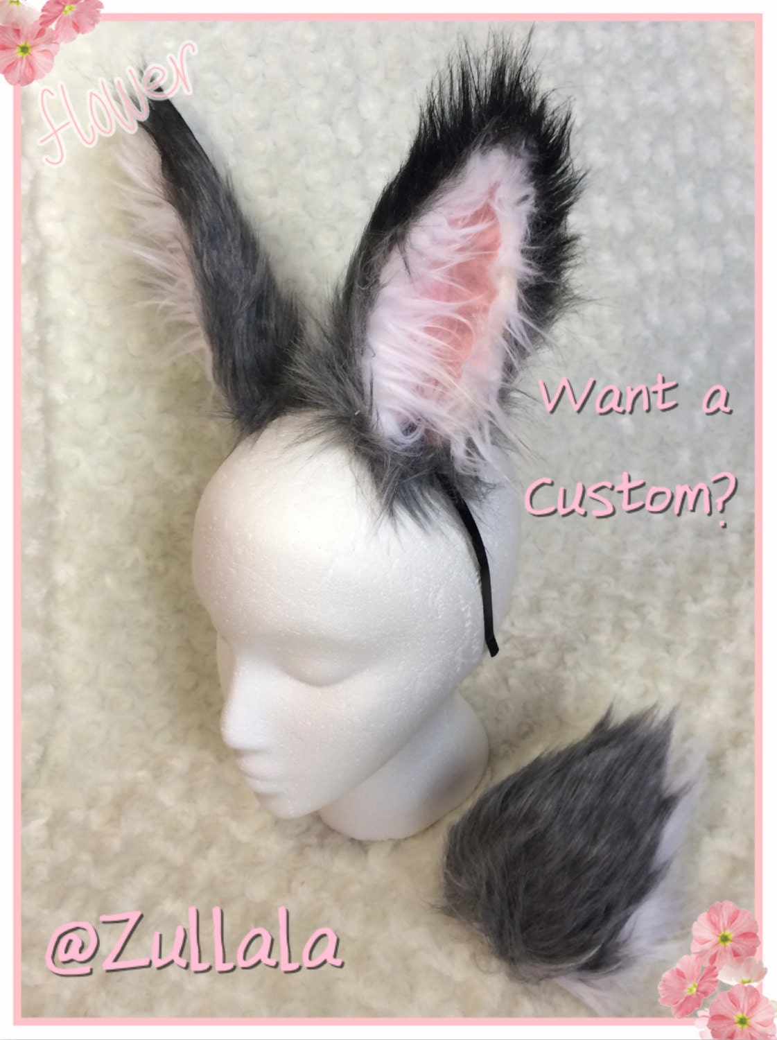 SMALL Realistic Brown/Black/White Rabbit Ears Rabbit Ears