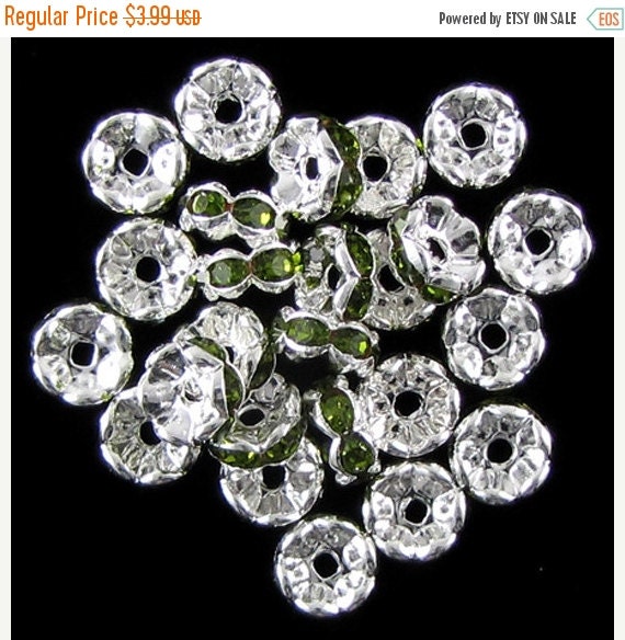 40% CLEARANCE 25 8mm silver plated rhinestone by EagleBeadz