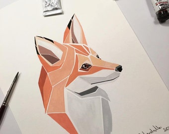 Abstract fox art | Etsy