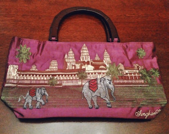 Items similar to Silk Handbag with Adjustable Strap from Repurposed ...