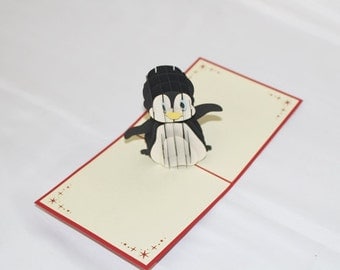 Penguin pop up card | Etsy