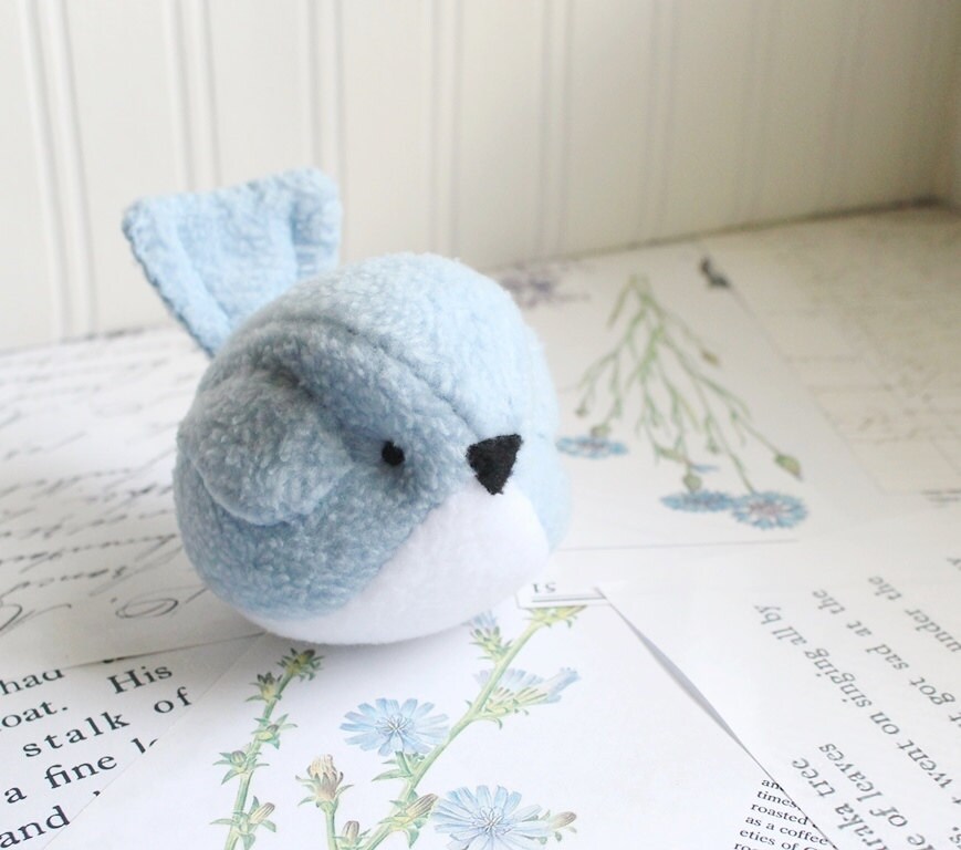 Kawaii Plush Bird Handmade Blue Bird Stuffed Animal by bubbletime