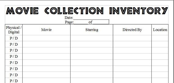 Movie Collection Inventory Planner Printable