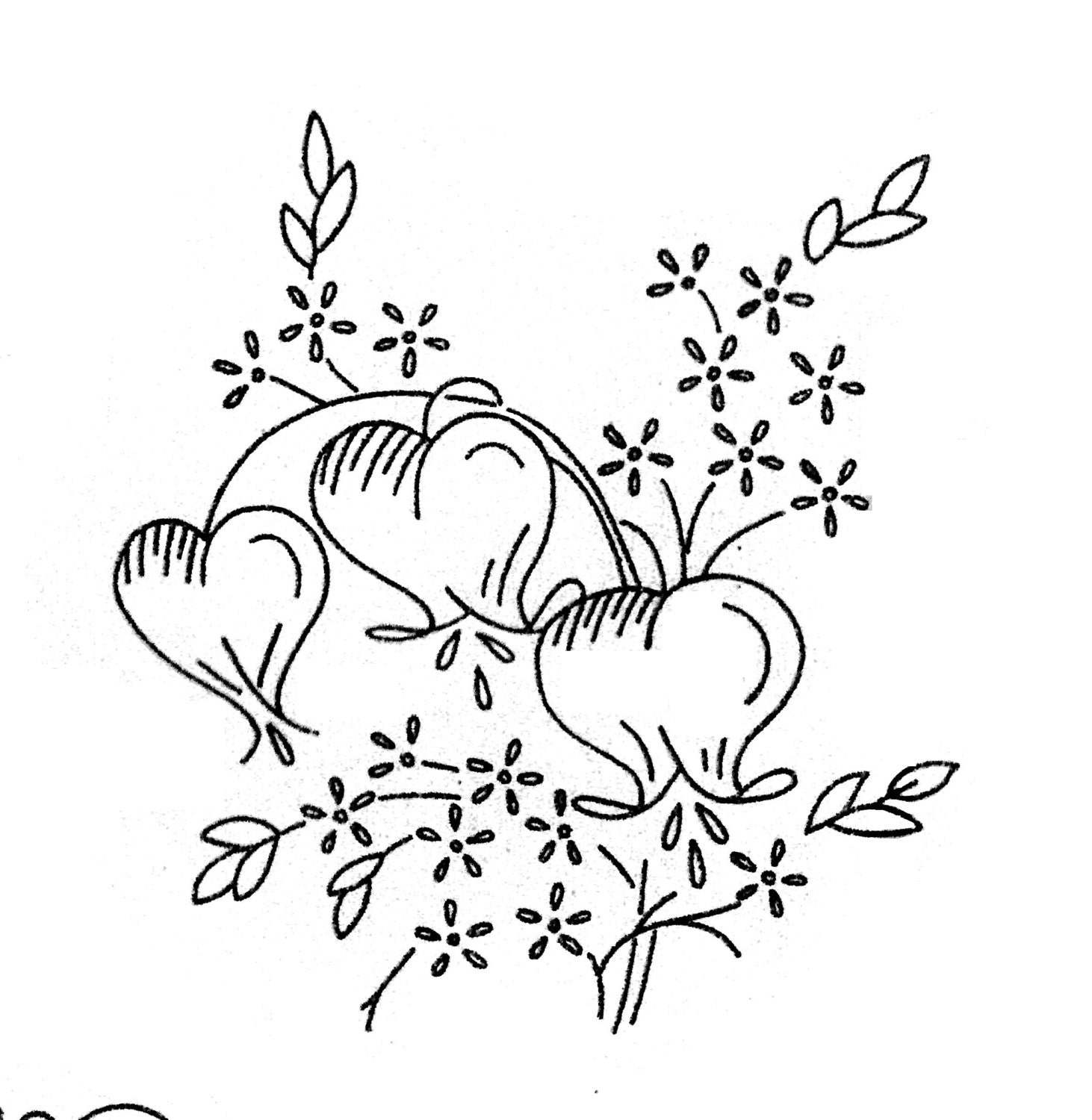 Old Embroidery Transfer 582 Flowers Bleeding Heart Pansy