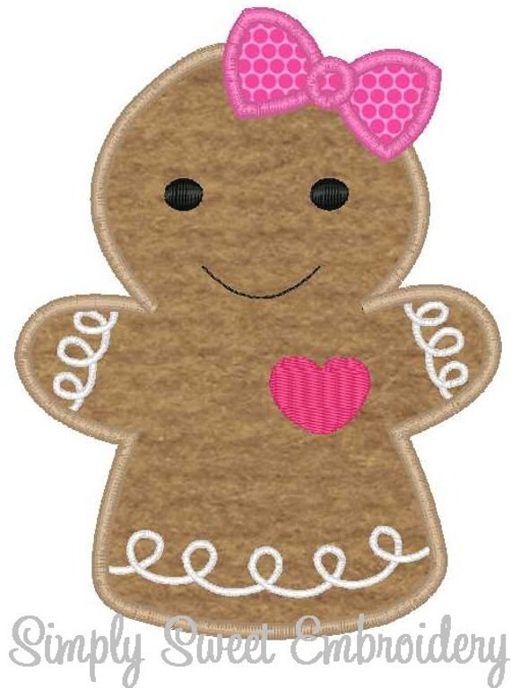 Gingerbread Girl Machine Embroidery Applique Design INSTANT