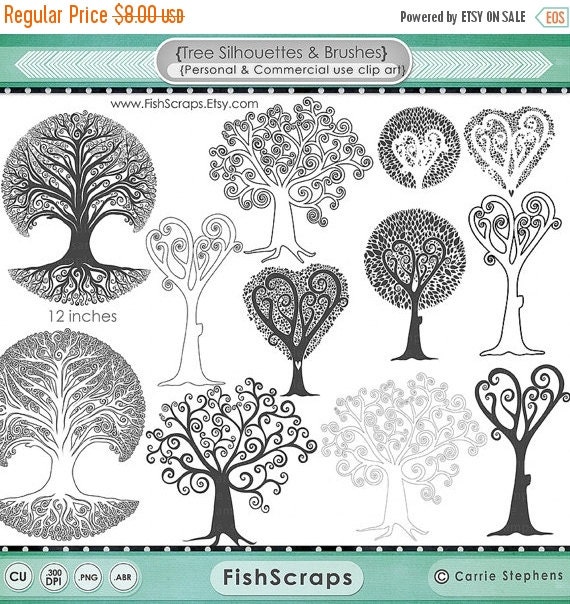 50% SALE Whimsical Tree Clip Art Tree of life by FishScraps
