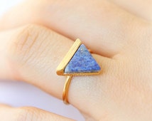 Unique blue triangle stone related items | Etsy