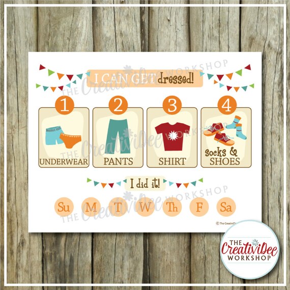 Getting Dressed Chart Steps to Get Dressed by CreativiDeeWorkshop