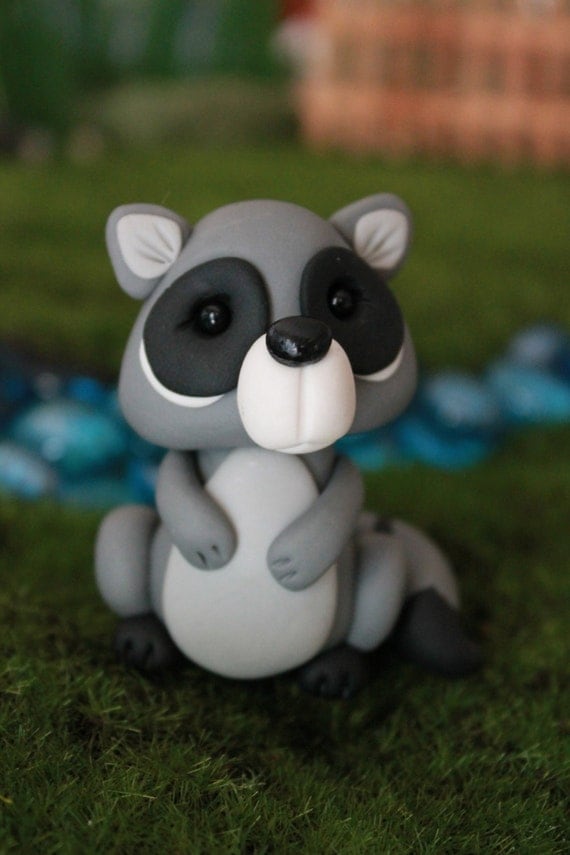 Polymer Clay Raccoon Miniature Raccoon Mini Clay Raccoon