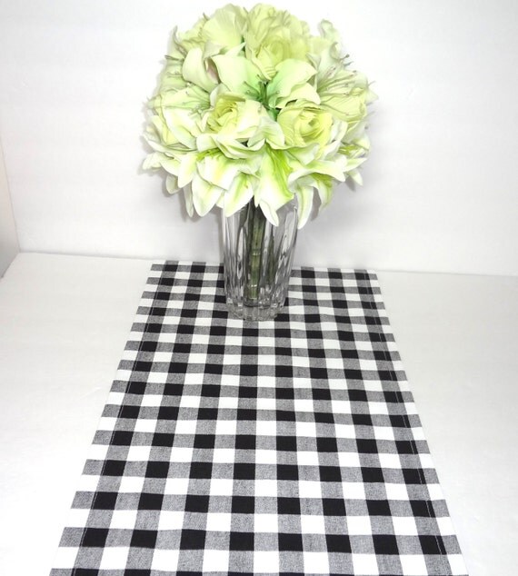 Black & White Checkered Table Runner Tablecloth by HomeLiving