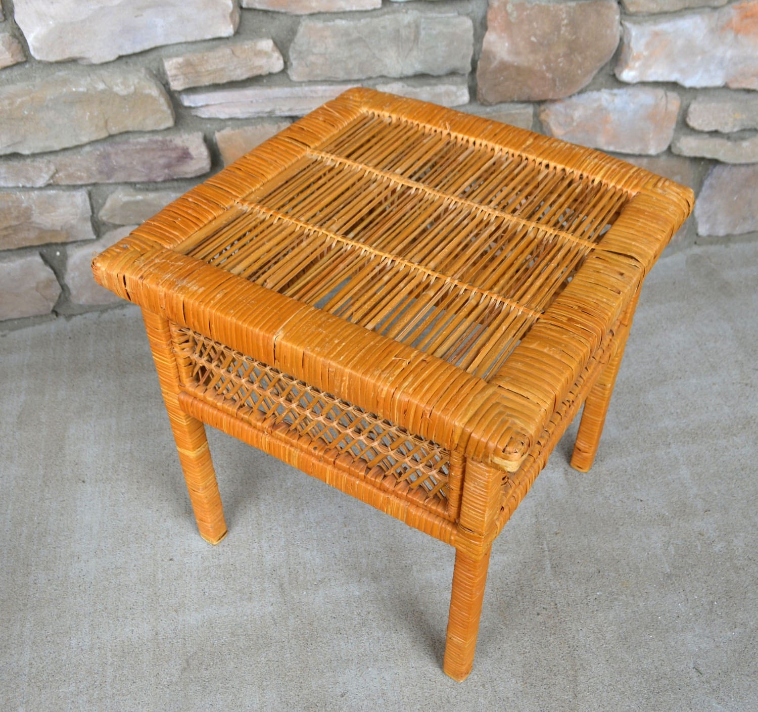 Vintage Wicker Table……80’s Small Side Table – Haute Juice