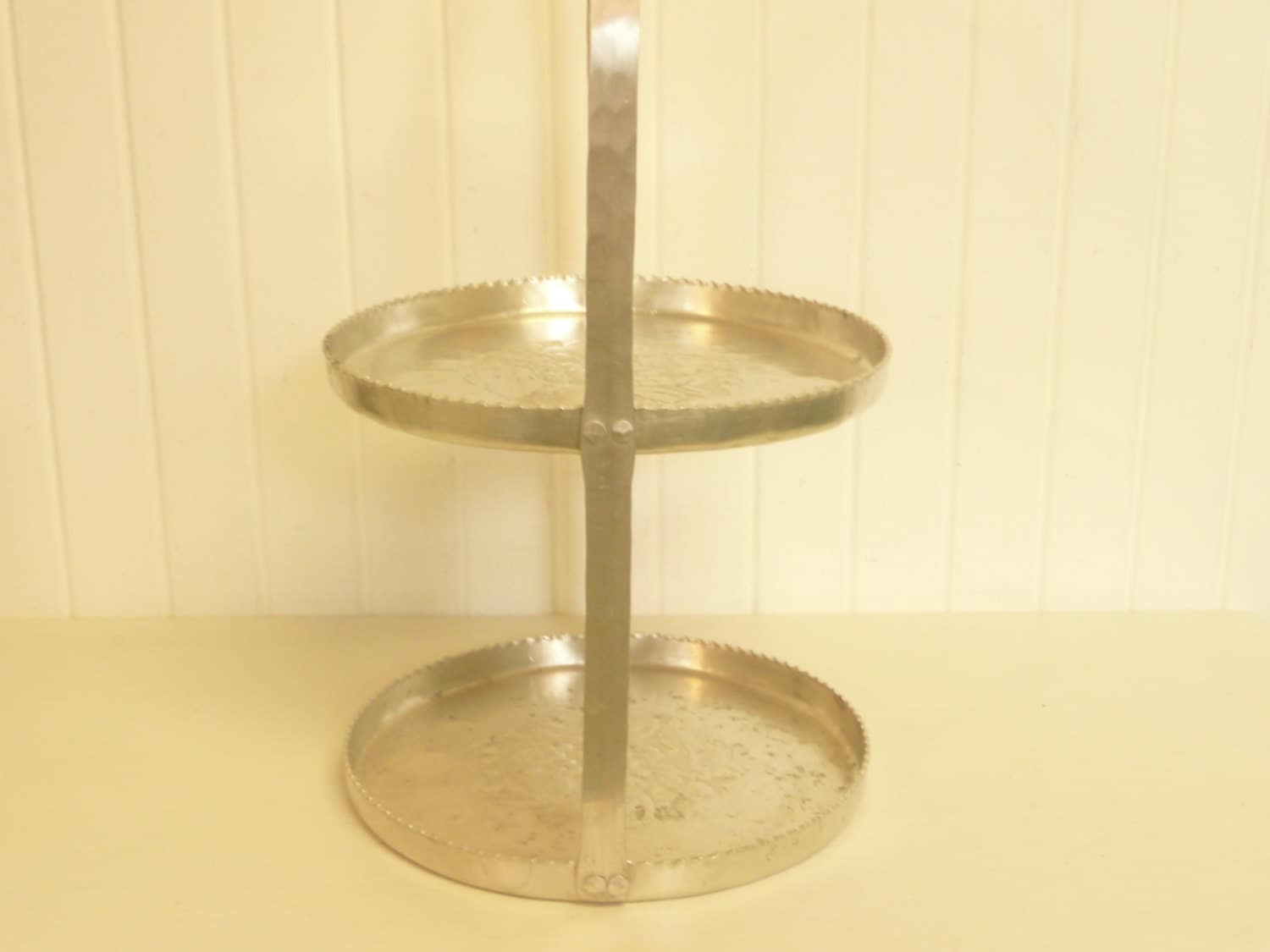 Vintage Two Tiered Tray, Hand Forged Aluminum, Two Tier w/ Handle ...