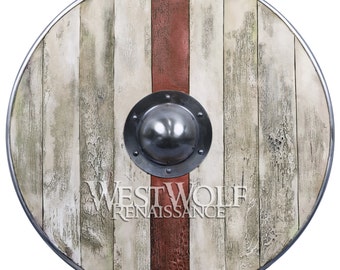 Round Wooden Viking Berserker Shield with Chaos Cross Design