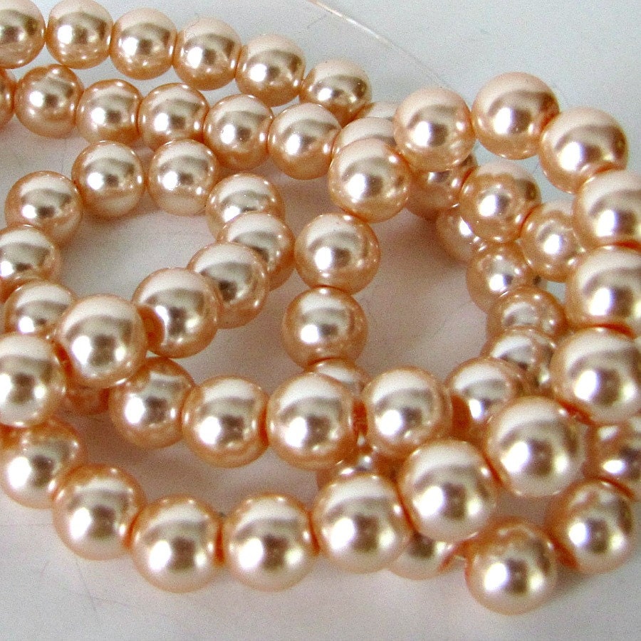 8 mm Peach Pearls Peach Faux Pearls Celestial Pearls
