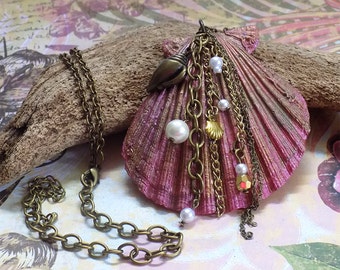 painted shell necklace seashell necklace by EnchantedWhispersArt