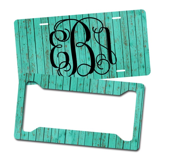 Personalized Monogram License Plate. License Plate Frame. Teal