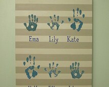 Unique handprint canvas art related items | Etsy
