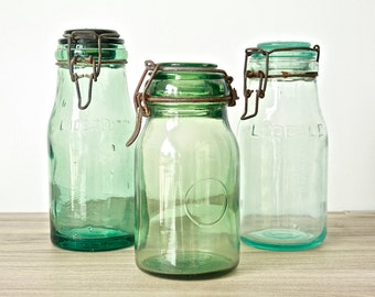 Vintage green glass | Etsy