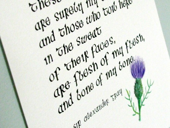 Scottish Poem Quote Calligraphy Scottish thistle Alexander