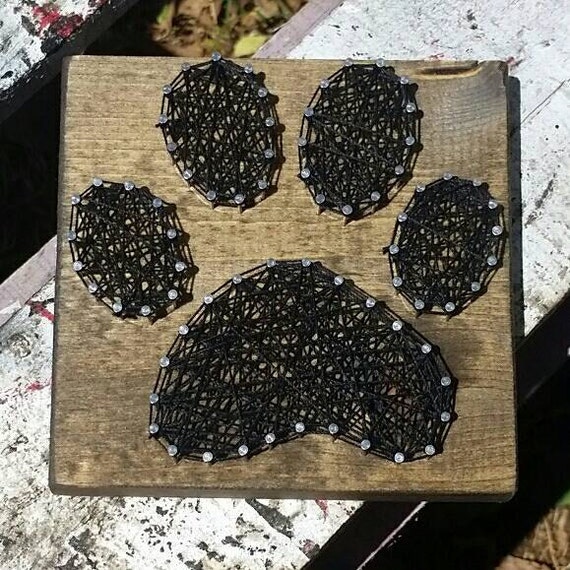 String Art Dog Paw Paw Print Sign String Art by NailedItDesign