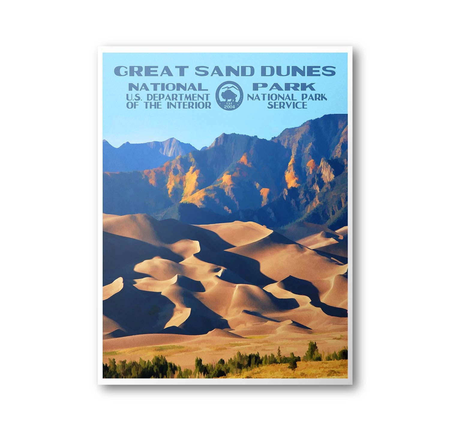 Great Sand Dunes National Park Travel Poster by PurpleMooseBasics