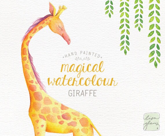 Watercolor giraffe: hand painted giraffe clipart / nursery art