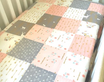 PDF Pattern for Geometric Modern Cot Crib Patchwork Quilt in
