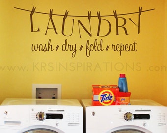 Laundry Vinyl Wall Decal Laundry Clothesline Decor