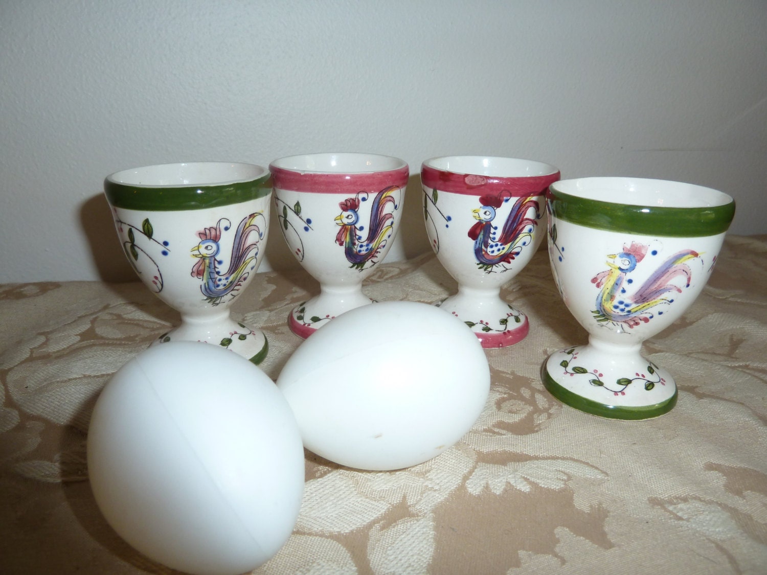 Vintage rooster egg cups-set of 4
