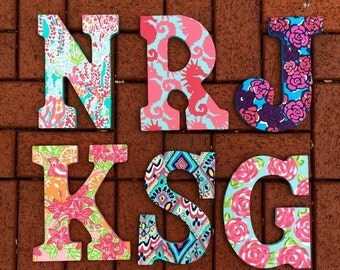 Hand Painted Lilly Pulitzer Inspired Wooden Monogram Letter