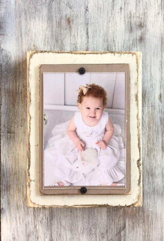 Choose your color Distressed Wood Block Frame Rustic Frame