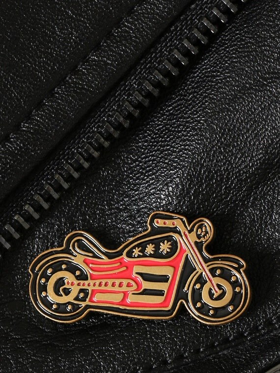Red Motorcycle Enamel Pin by BanannaBones on Etsy