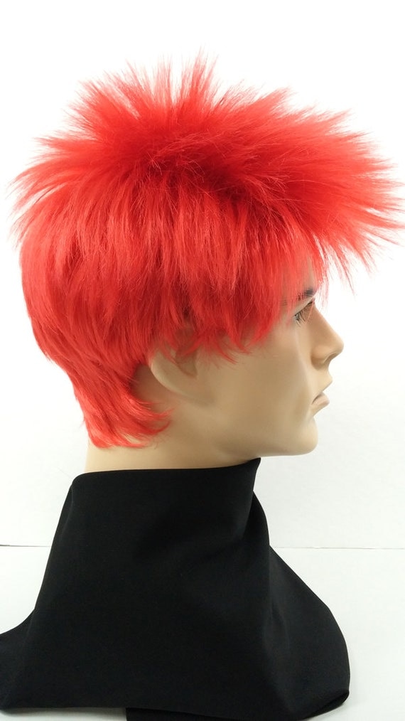 Red Short Spiky Mens Wig Punk Rocker Cosplay Costume Wig