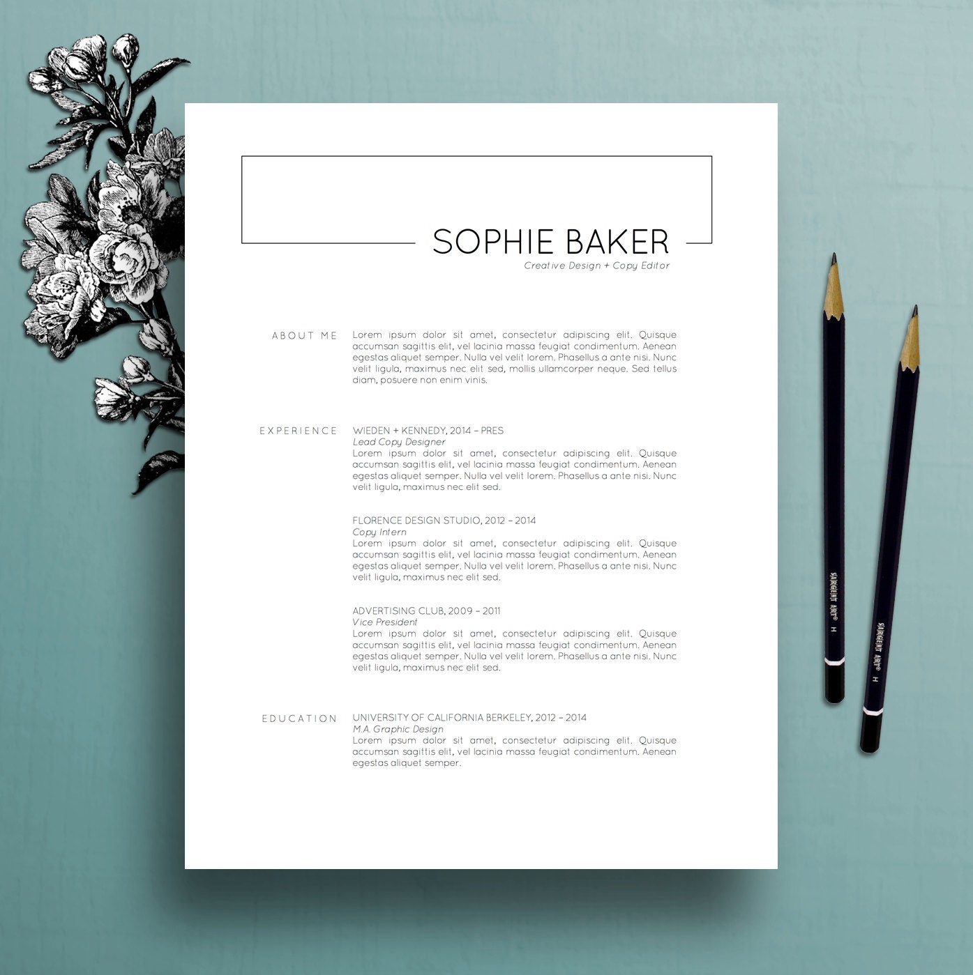 Modern Resume Template CV Template Cover By TheCreativeResume Modern Resume Template CV Template Cover By TheCreativeResume
