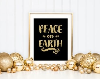 Peace on Earth Printable Art Print Christmas by AmyWestDesigns