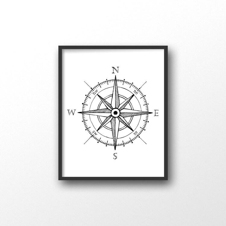 Compass print Simple compass print Printable men by kiwiNberries