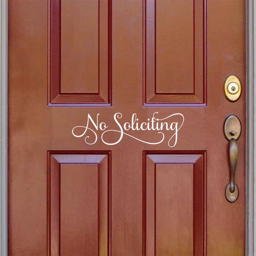 No Soliciting sign front door decal no solicitation vinyl