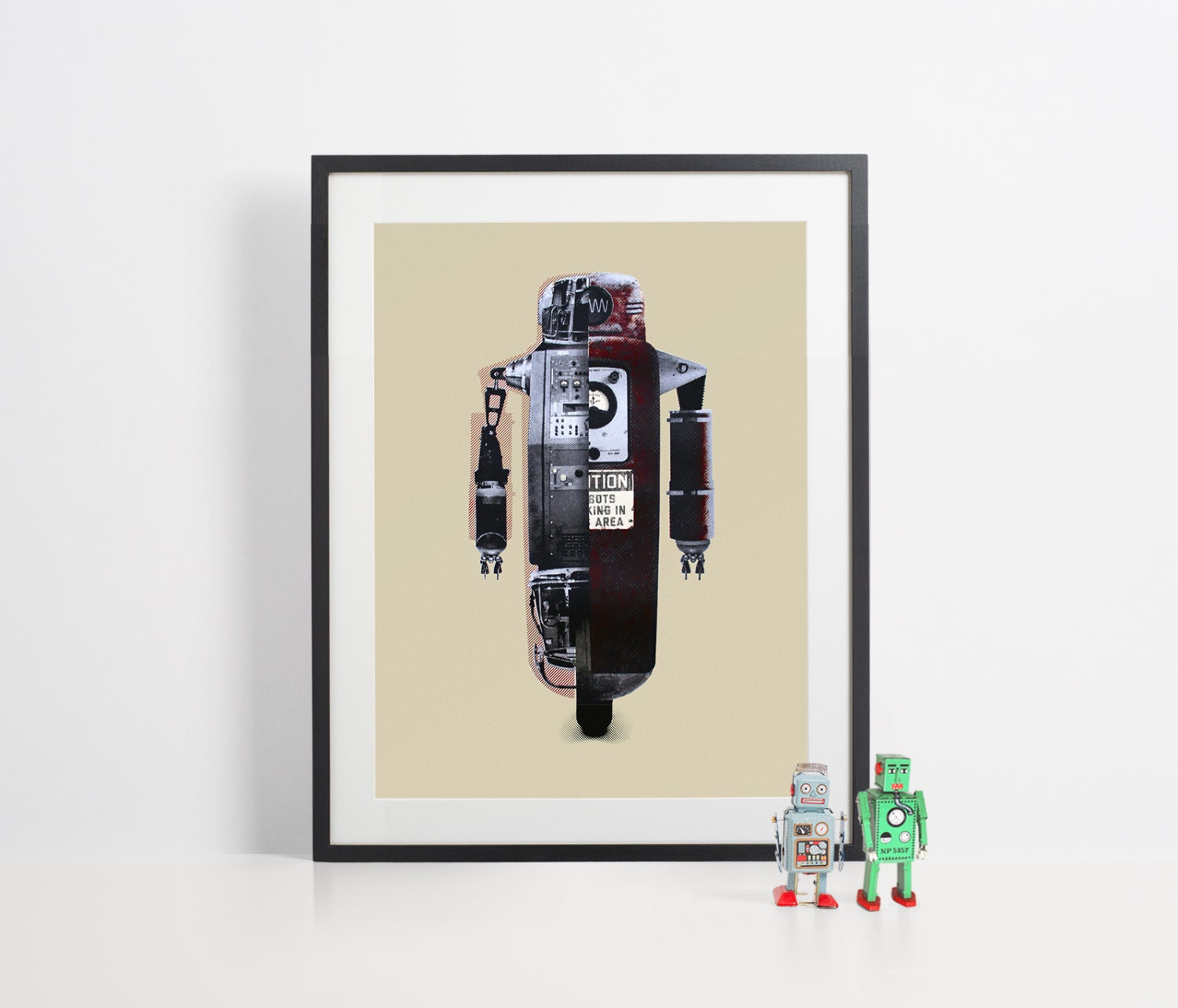 Robot Art Print Retro Robot Wall Art Vintage by humanshapedrobot