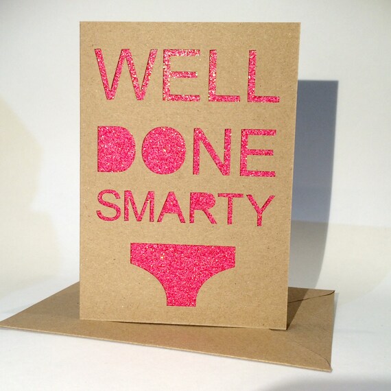 Well Done Smarty Pants Handmade Glittery Greetings Card