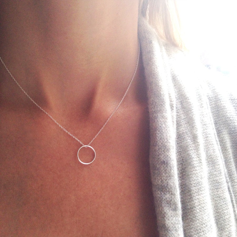 Silver Circle Necklace Sterling Silver Simple Silver
